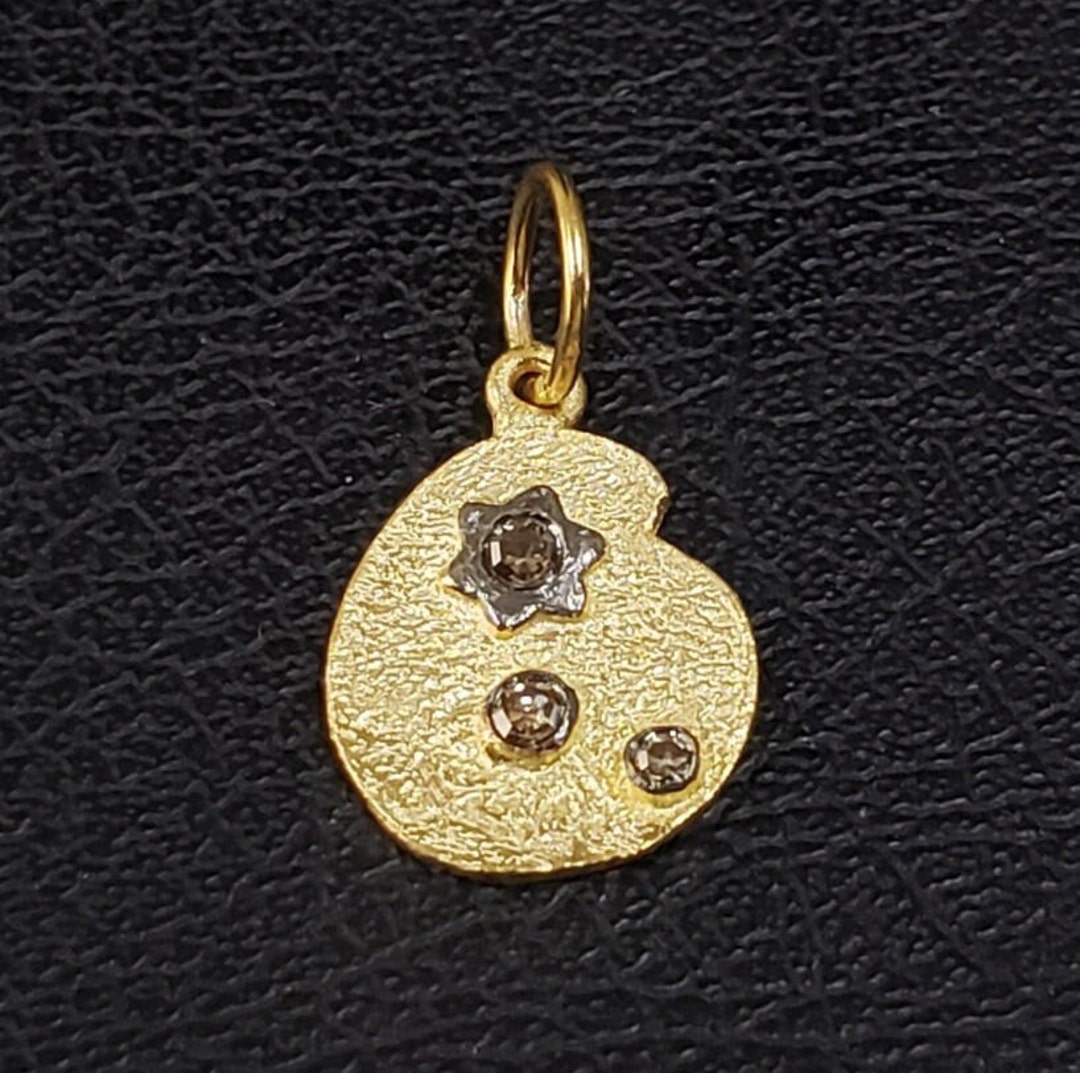 Textured 14k Gold Diamond Pendant: Oxidized Jewelry - Etsy