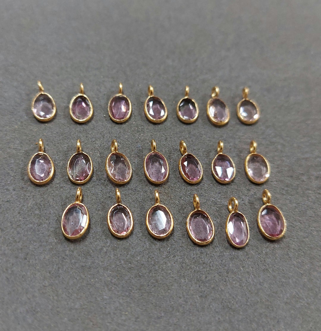 6x4 MM Oval Pink Tourmaline 18k Gold Charms, Pendant Charm, Necklace ...