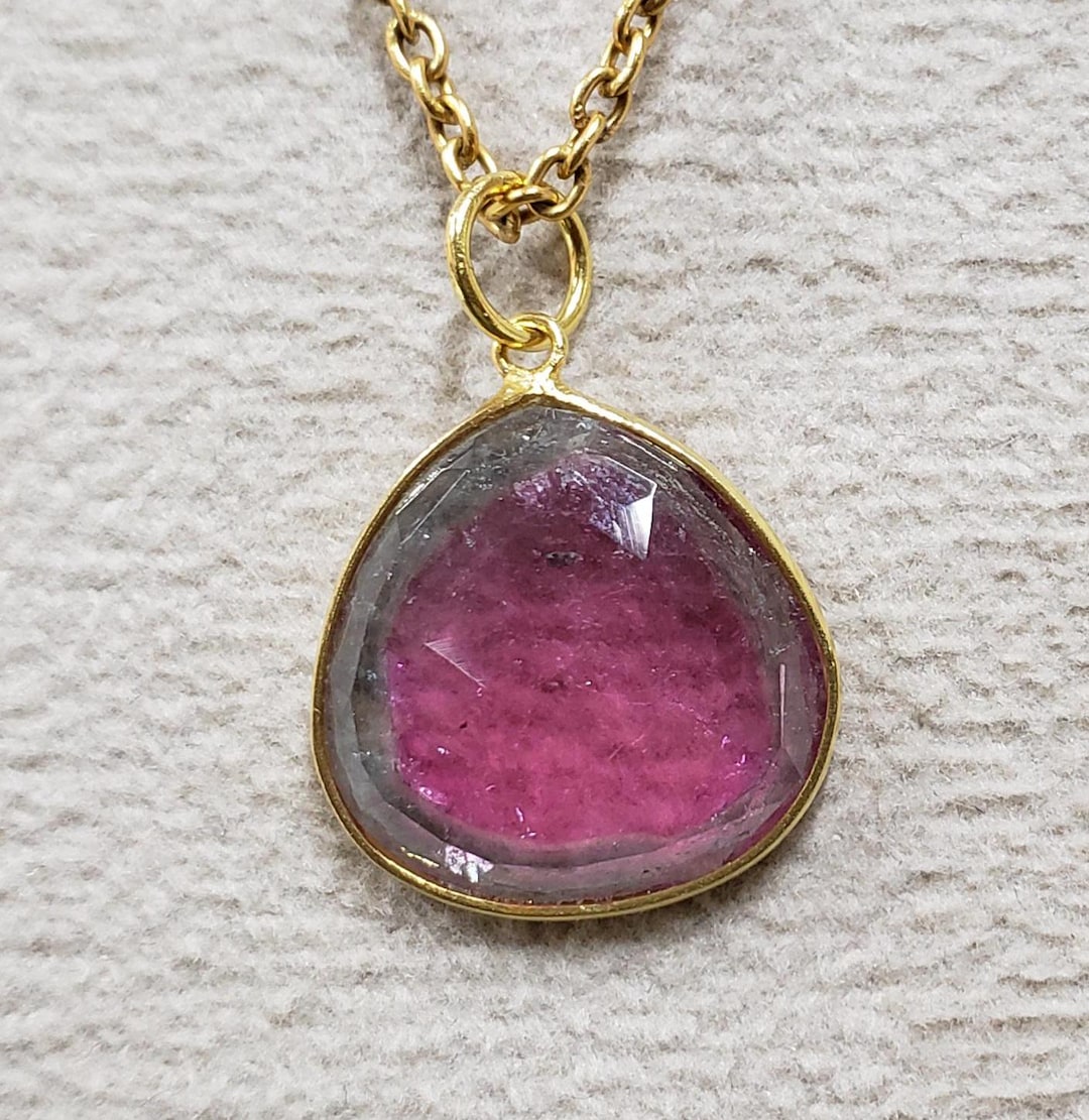 Water Tourmaline 14k Gold Pendant, 3 Options, Bezel Setting, 14k Gold ...