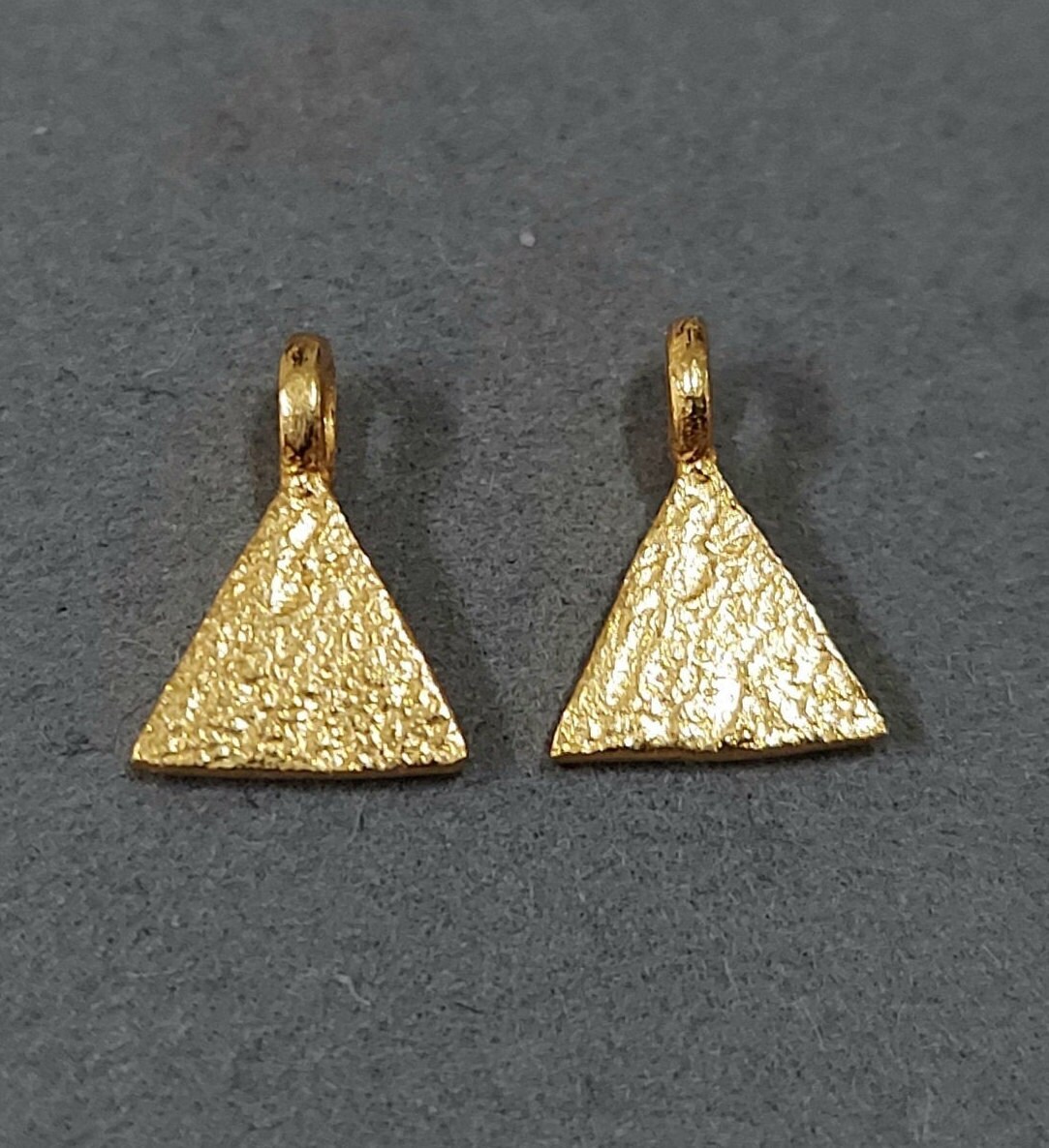 Hammered Triangle Charm Silver Findings Gold Vermeil Charms | Etsy