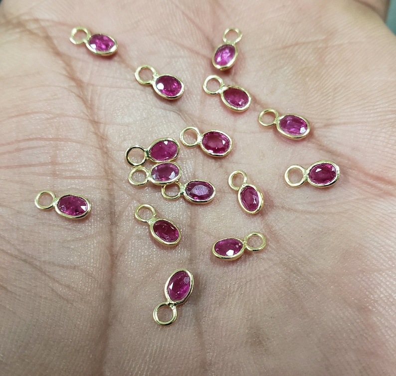 18k Gold Ruby Charm: Handmade Dainty Necklace Finding - Etsy