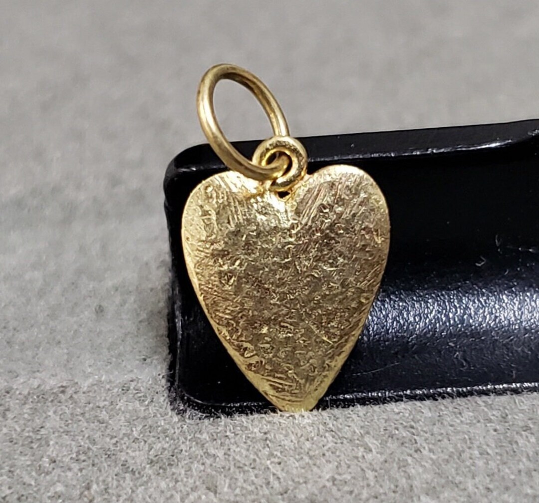 Hammered Heart Shape 9k Gold Pendant, Necklace Findings, Textured ...