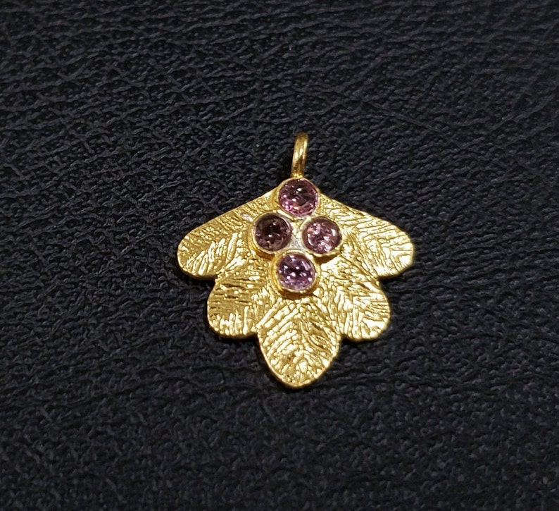 Pink Tourmaline Gold Vermeil Charm: Handmade Floral Pendant - Etsy