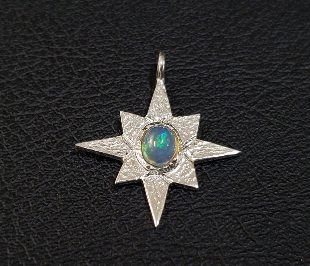 925 Silver Ethiopian Opal Star Women Charms, Dainty Charms Pendant ...