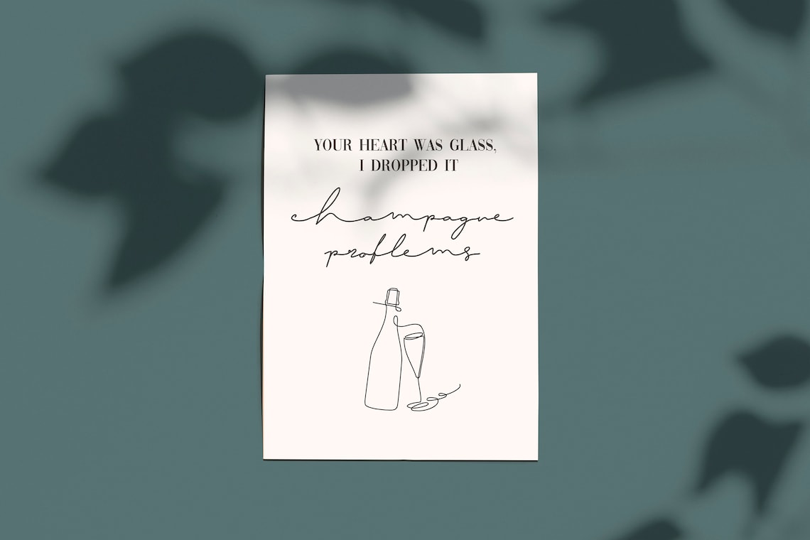 Taylor Swift Champagne Problems Lyrics Song Printable Poster | Instant ...