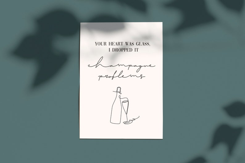 Taylor Swift Champagne Problems Lyrics Song Printable Poster Instant ...