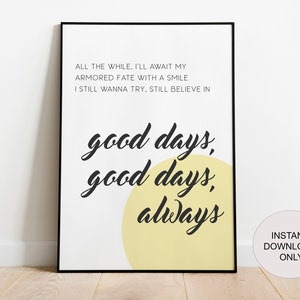 SZA Good Days Music Song Lyrics Printable Poster | Instant Digital ...