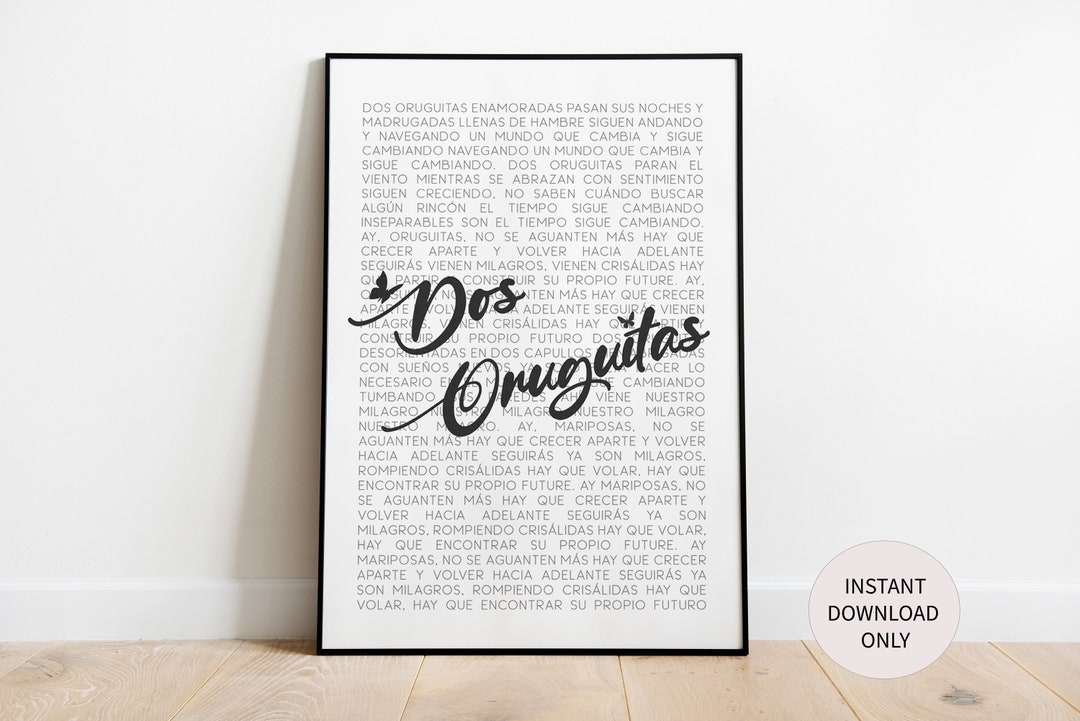 Dos Oruguitas Lyrics Encanto Poster | Instant Digital Download ...