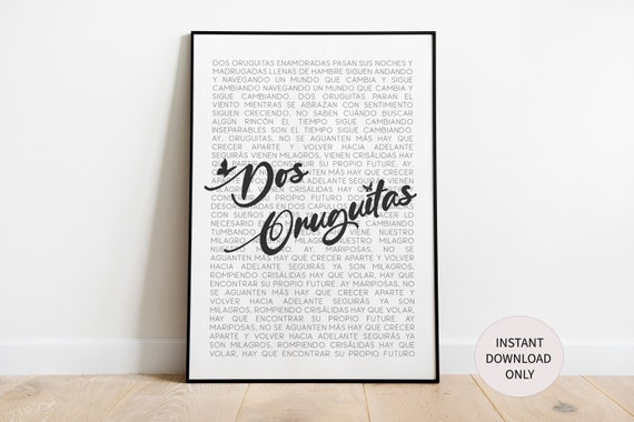 Dos Oruguitas Lyrics Encanto Poster Instant Digital Download | Etsy