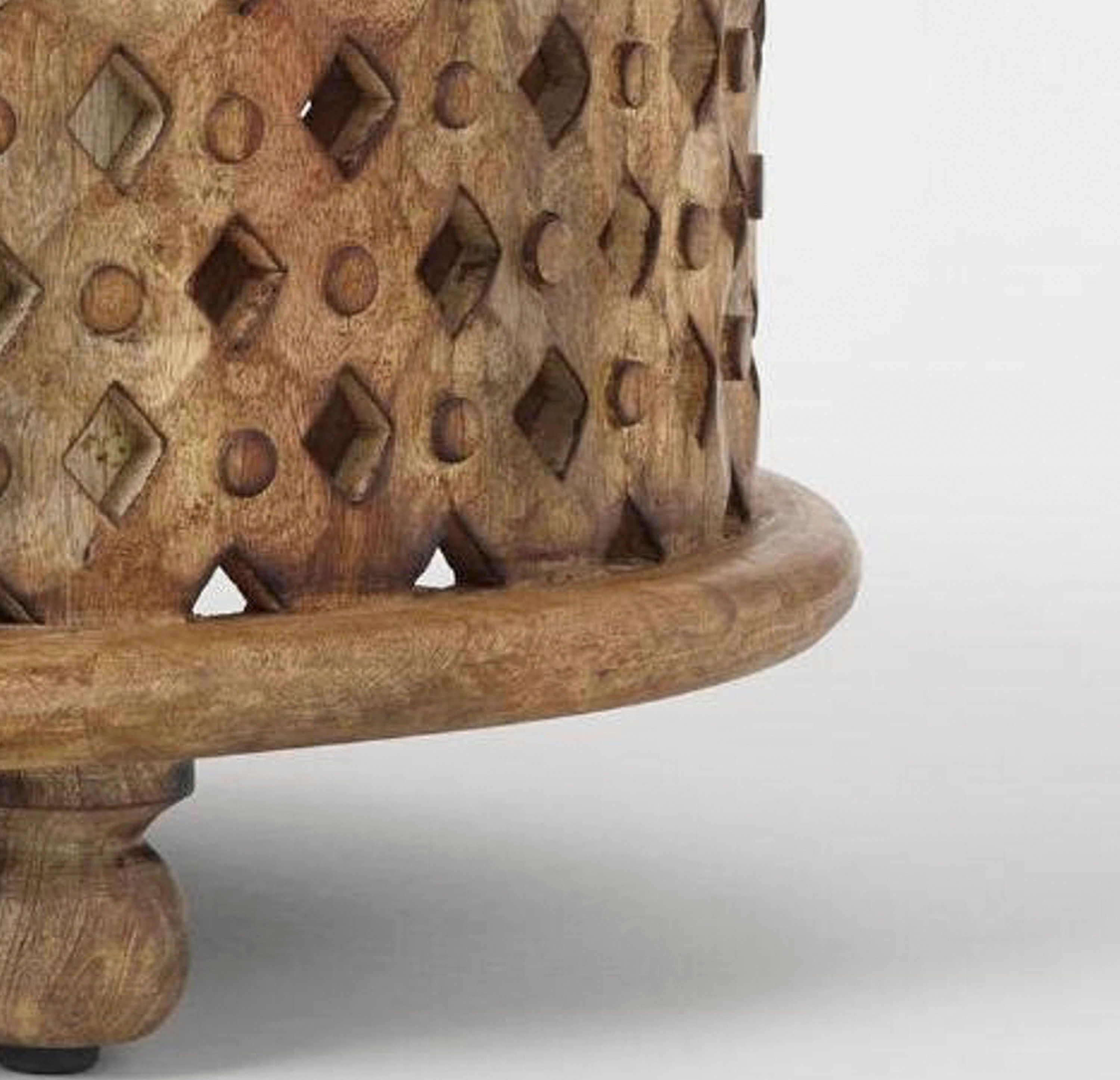 Solid Mango Wood Round Lattice Hand Carved Coffee Table - Etsy