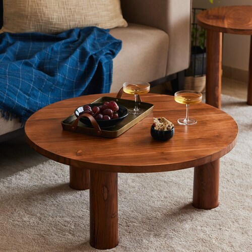 Handmade Solid Acacia Wood Round Hand Made Coffee Table - Etsy