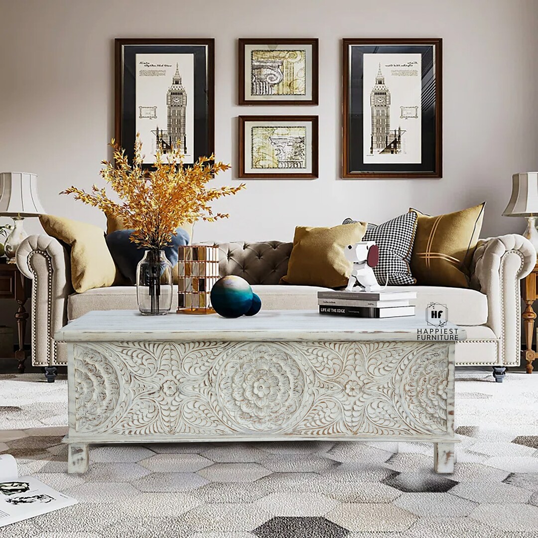 Wooden Reclaimed Wood Distressed Finished Solid Wood Trunk Coffee Table ...