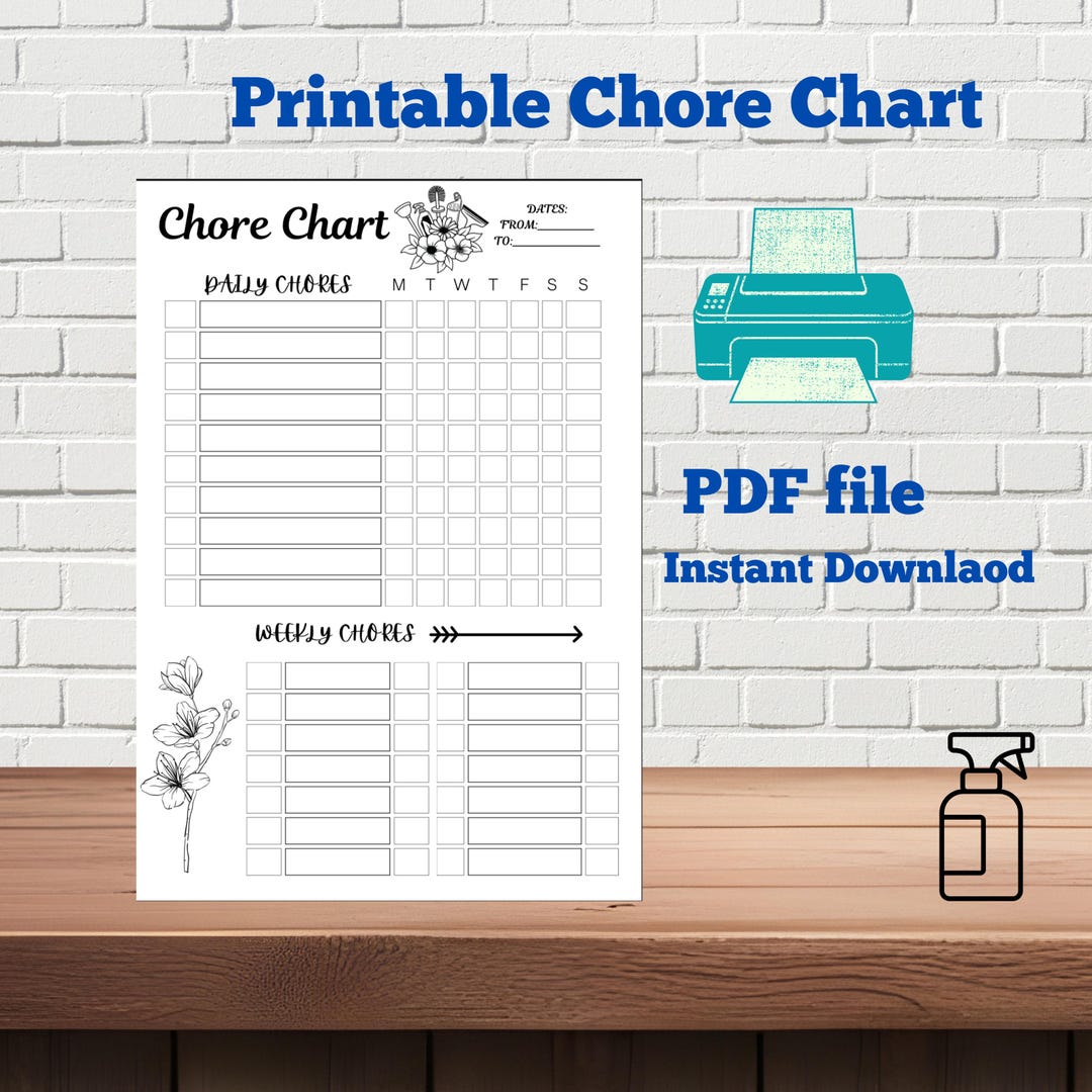 Minimalist Chore Chart: Daily & Weekly Checklist (PDF) - Etsy