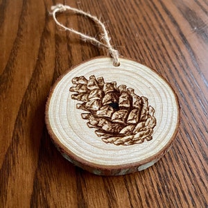 Pinecone Engraved Wood Christmas Ornament - Personalized Engraved Wood ...
