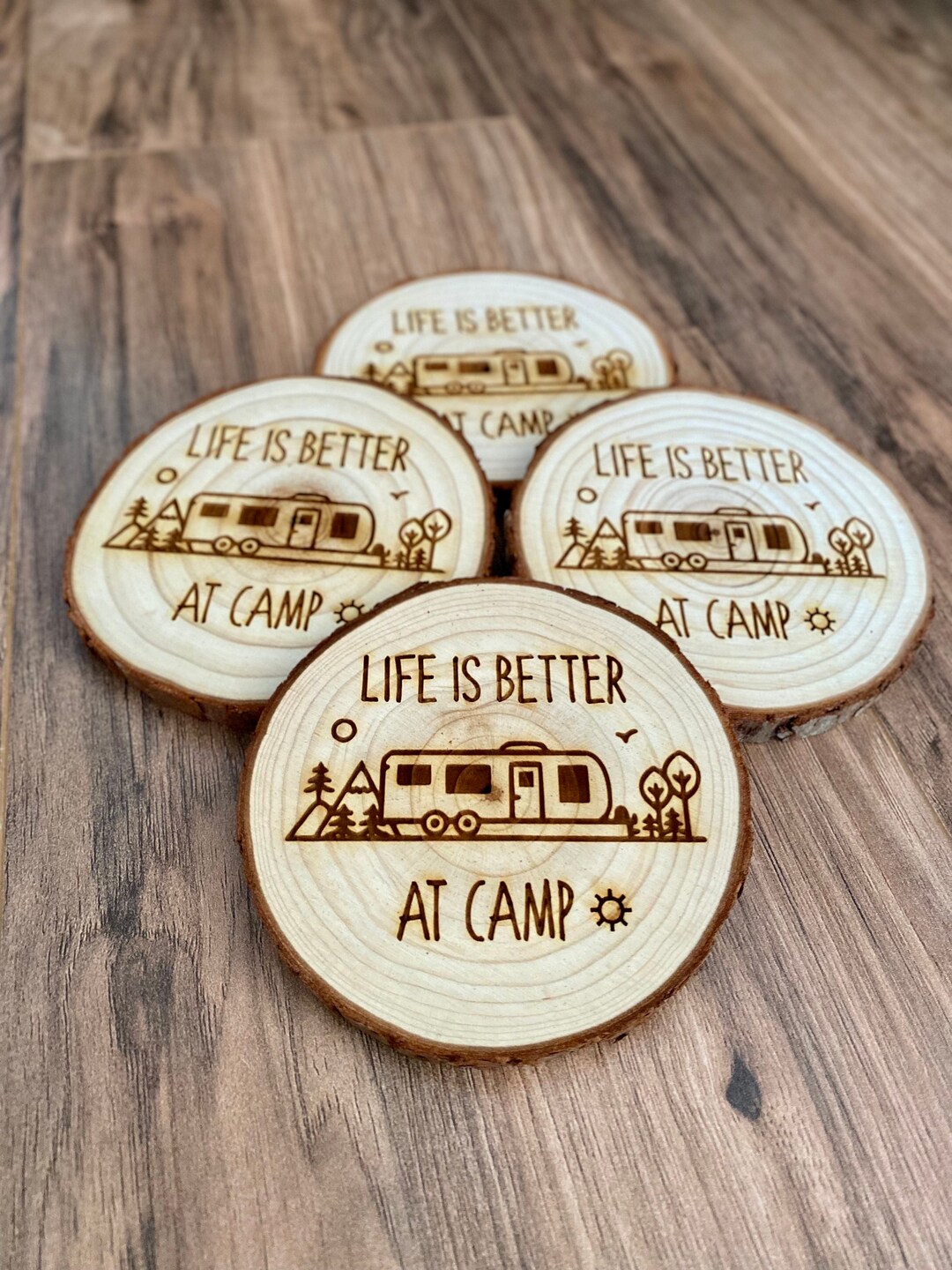 Wood Camp Coaster Set - Perfect for the Cabin, Camp, or Home - Etsy