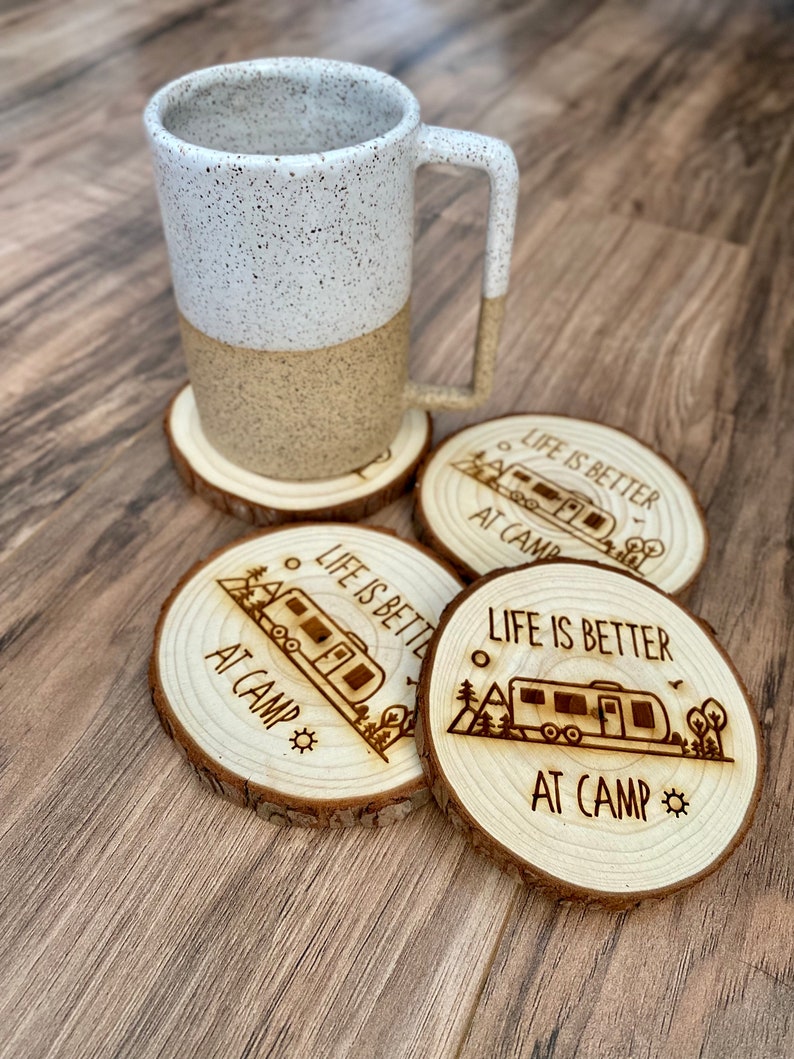 Wood Camp Coaster Set - Perfect for the Cabin, Camp, or Home - Etsy