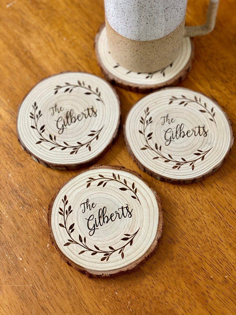Custom Wood Slice Wedding Favors - Laser Engraved With Custom Message ...
