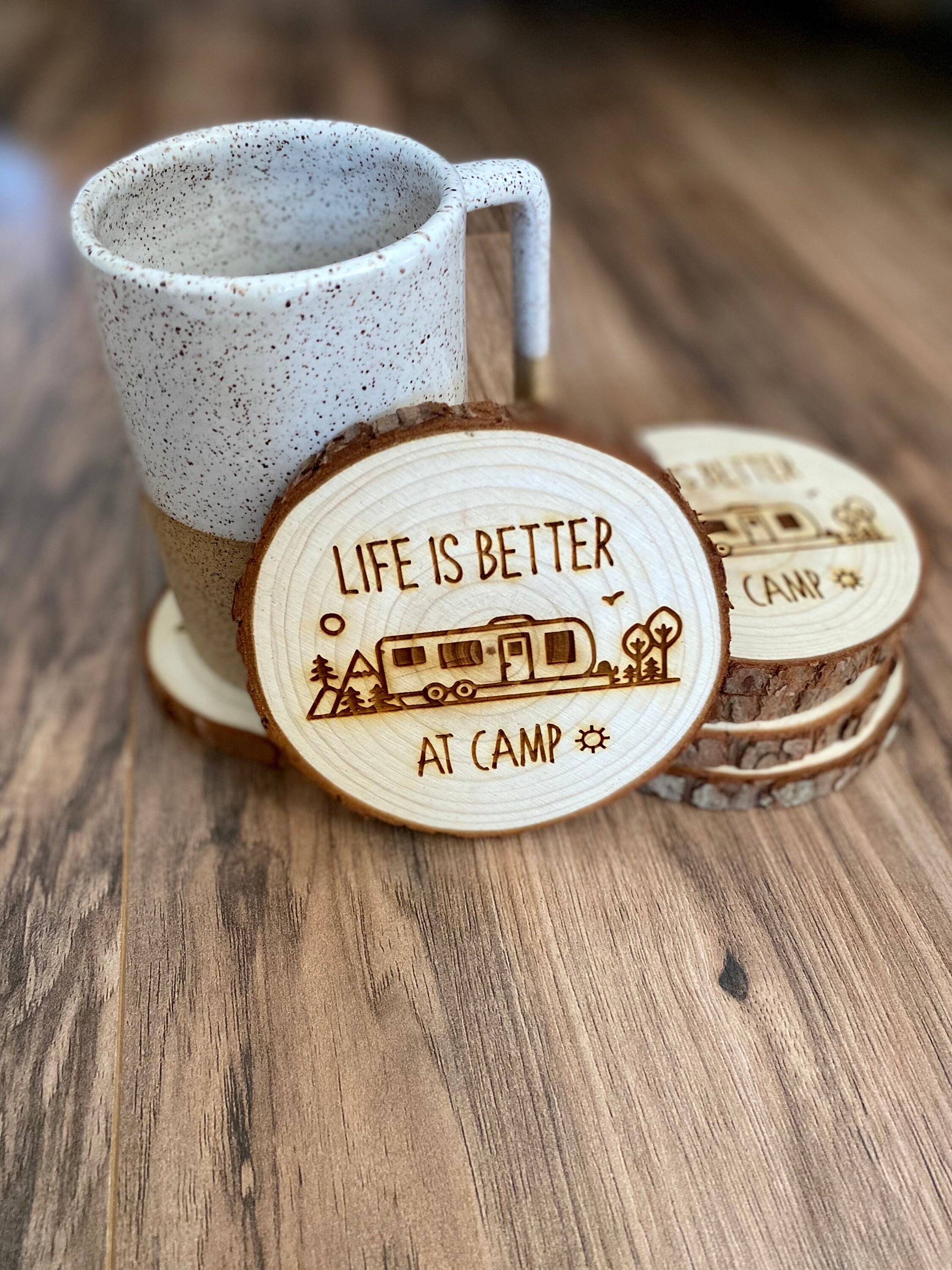Wood Camp Coaster Set Perfect for the Cabin Camp or Home - Etsy