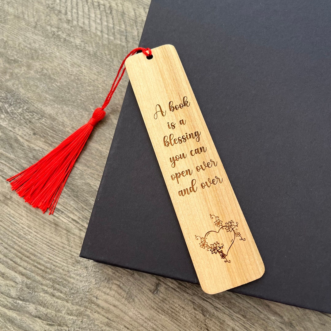 A Book is a Blessing - Engraved Wood Bookmark With Optional ...