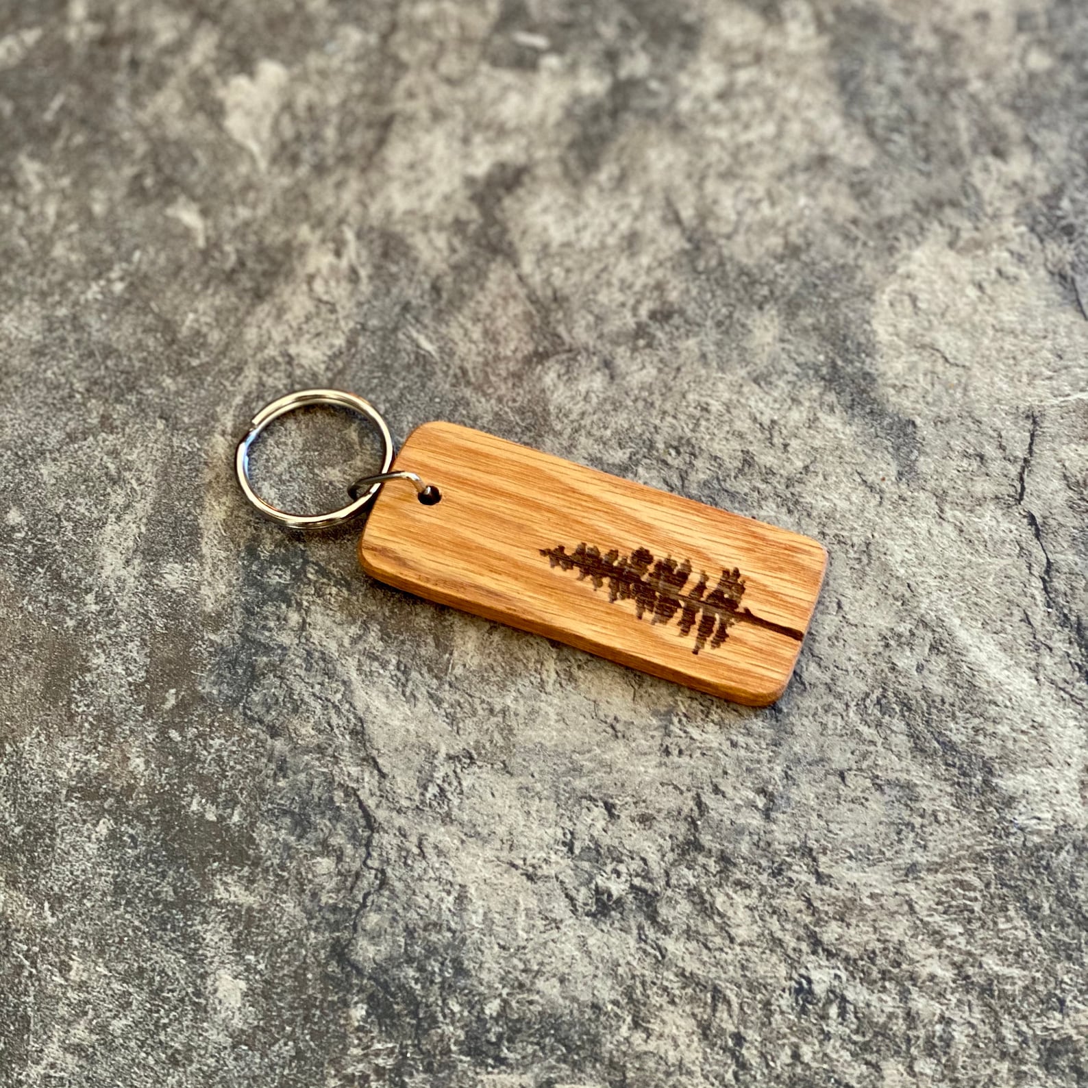 Pine Tree Engraved Wood Keychain With Personalized Text - Etsy