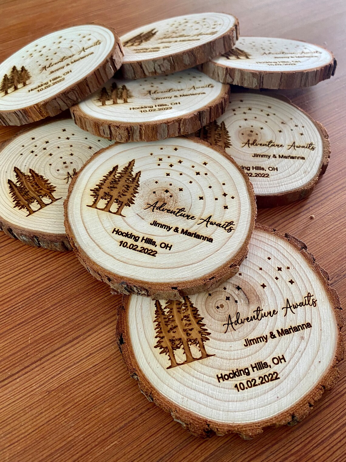 Custom Wood Slice Wedding Favors Laser Engraved With - Etsy