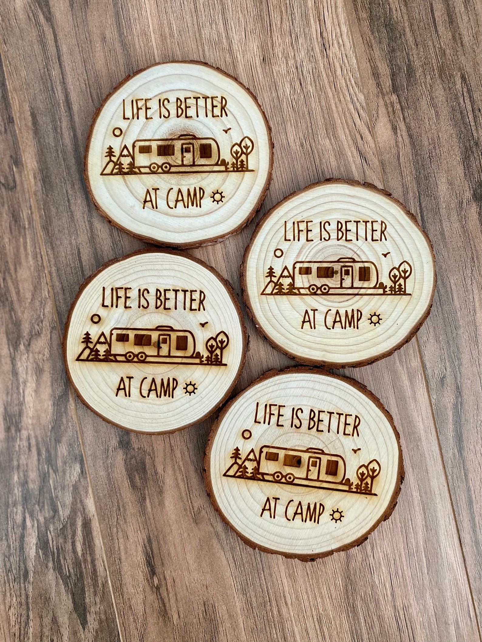 Wood Camp Coaster Set - Perfect for the Cabin, Camp, or Home - Etsy