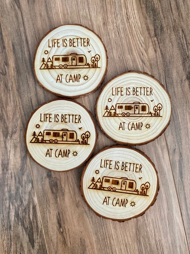 Wood Camp Coaster Set - Perfect for the Cabin, Camp, or Home - Etsy