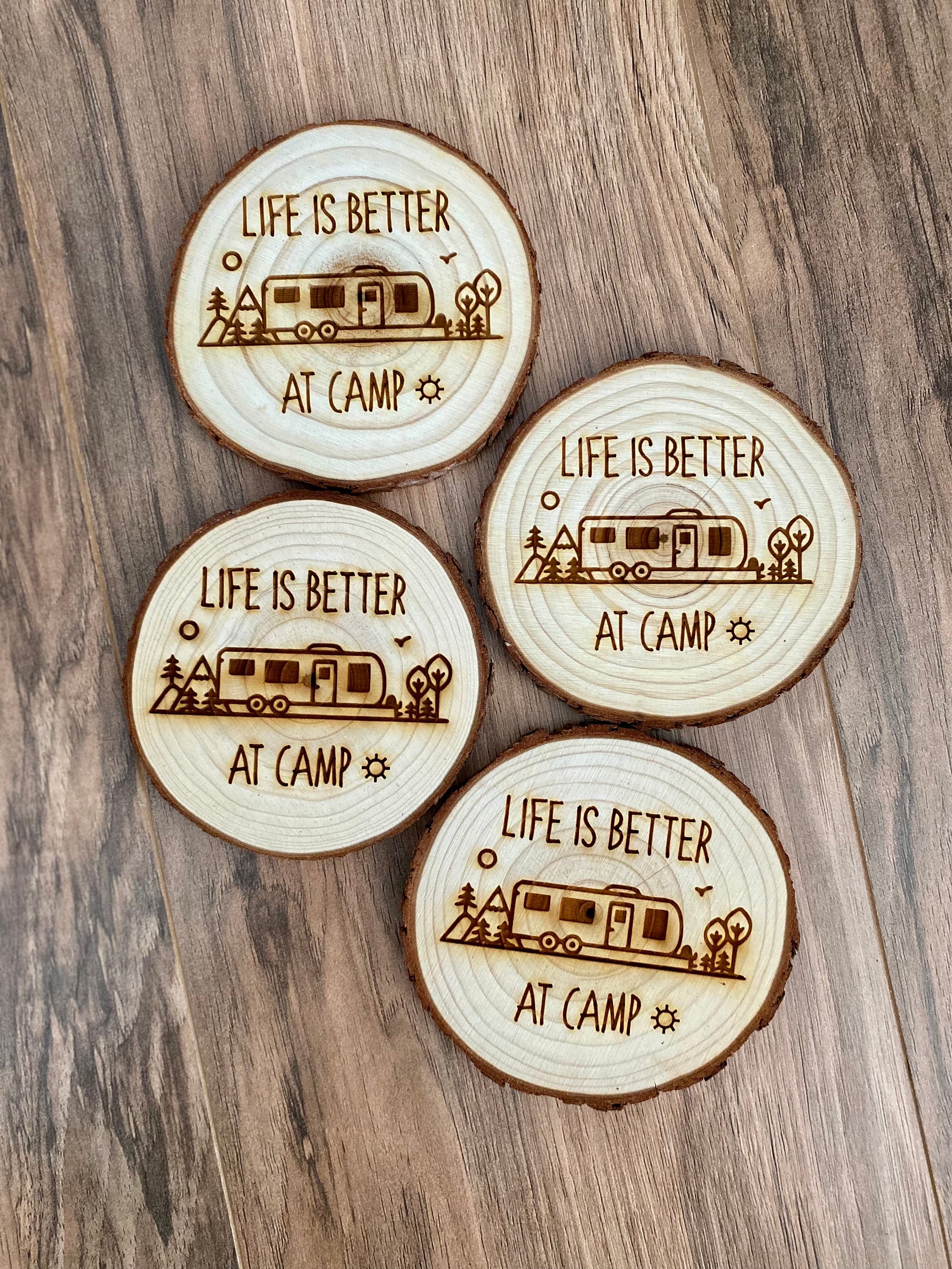 Wood Camp Coaster Set Perfect for the Cabin Camp or Home - Etsy