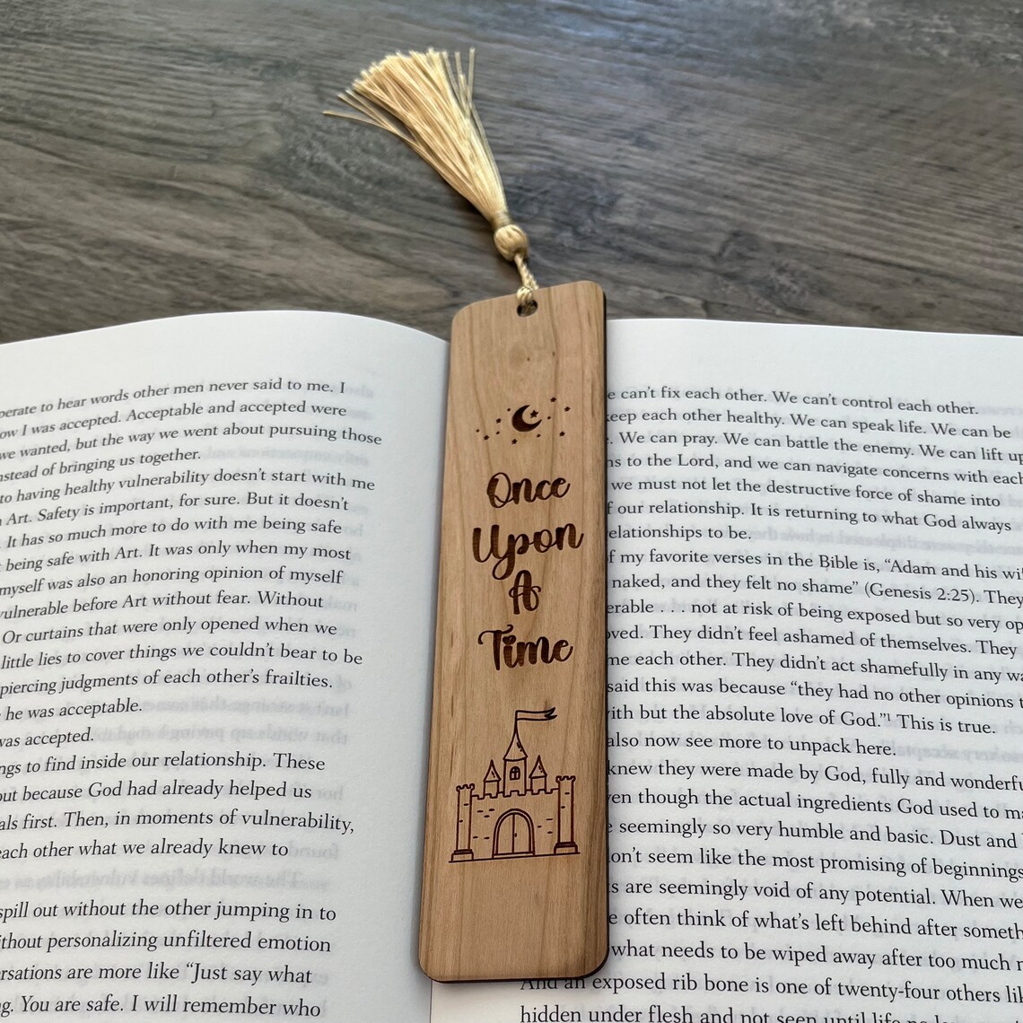 Once Upon a Time - Engraved Wood Bookmark With Optional Personalization ...