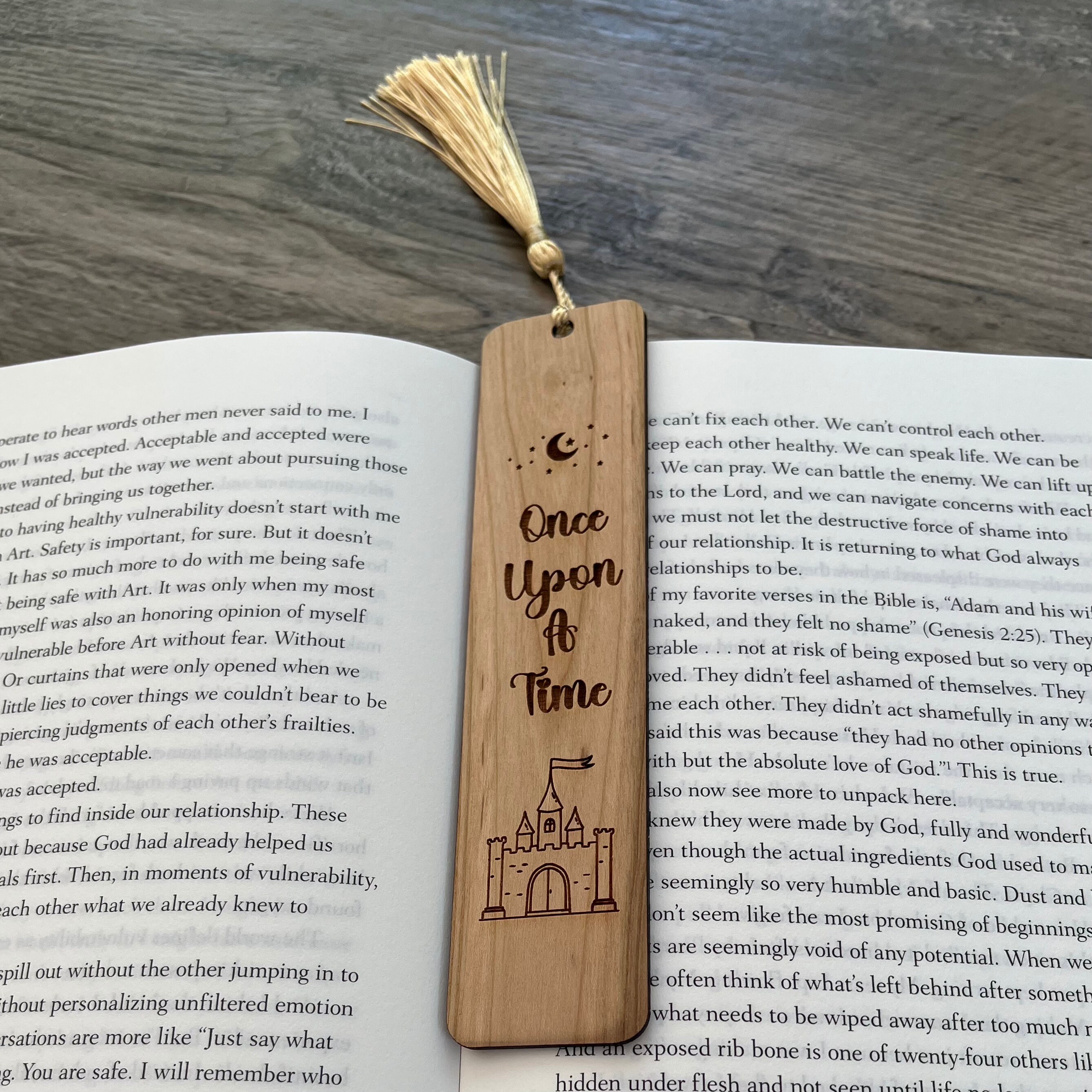 Once Upon a Time - Engraved Wood Bookmark With Optional Personalization ...