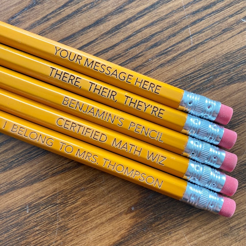 Personalized 2 Pencils Engraved Custom Text Pencils With - Etsy