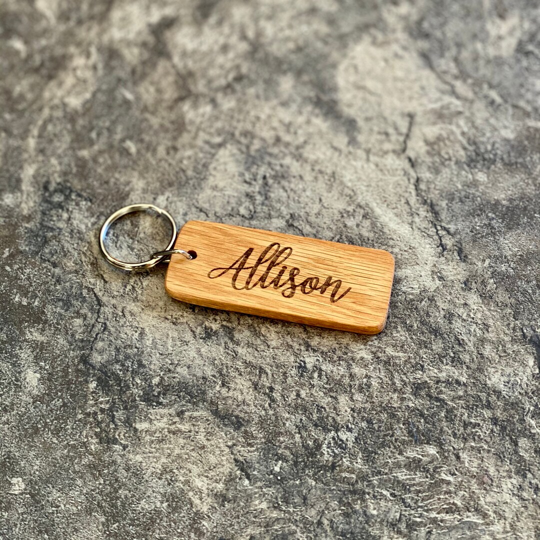 Personalized Engraved Wood Keychain - With Lighthouse or Pine Tree ...