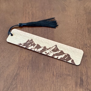 Engraved Mountain Wood Bookmark: Personalized Cherry Wood Gift - Etsy