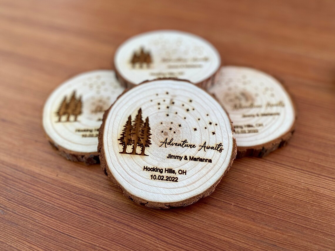 Custom Wood Slice Wedding Favors Laser Engraved With - Etsy
