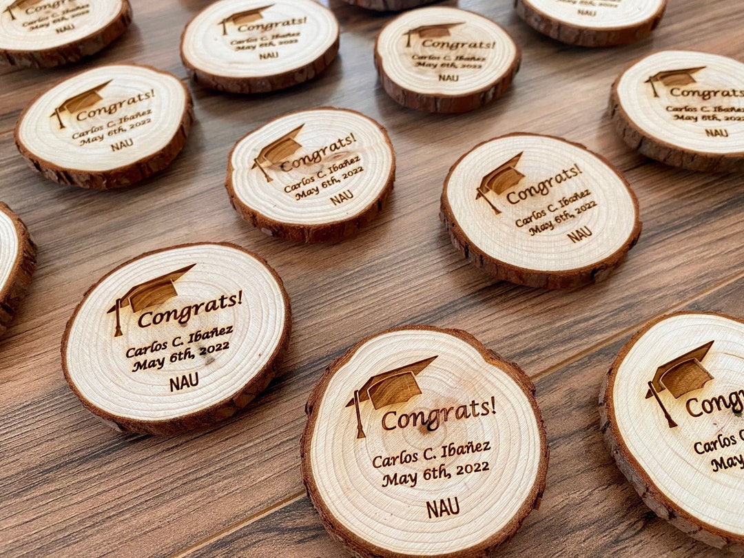 Engraved Wood Slice Graduation Magnet: Personalized Favor - Etsy