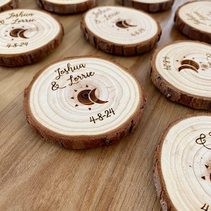 Custom Engraved Wood Slice Wedding Favor Laser Engraved With Names ...