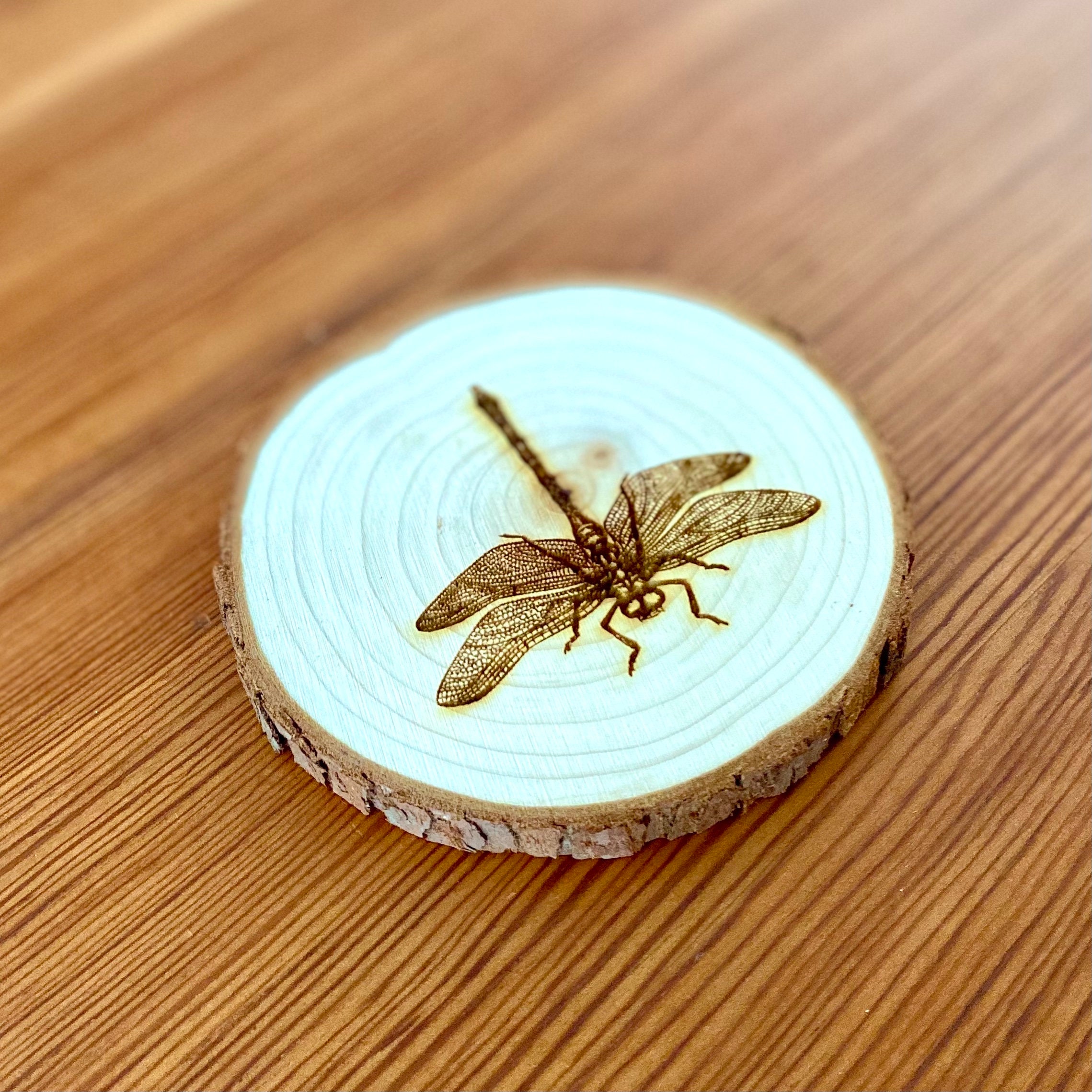 Dragonfly Engraved Wood Coaster Set Perfect Gift for | Etsy