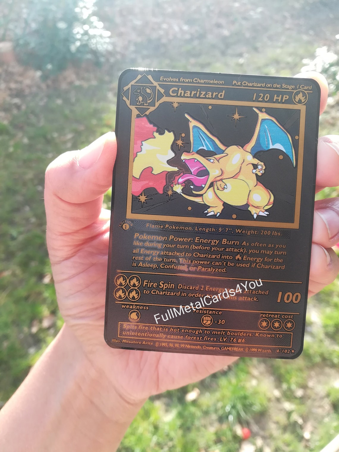 Black Charizard Full Metal 1st First Edition Pokemon Card Base | Etsy