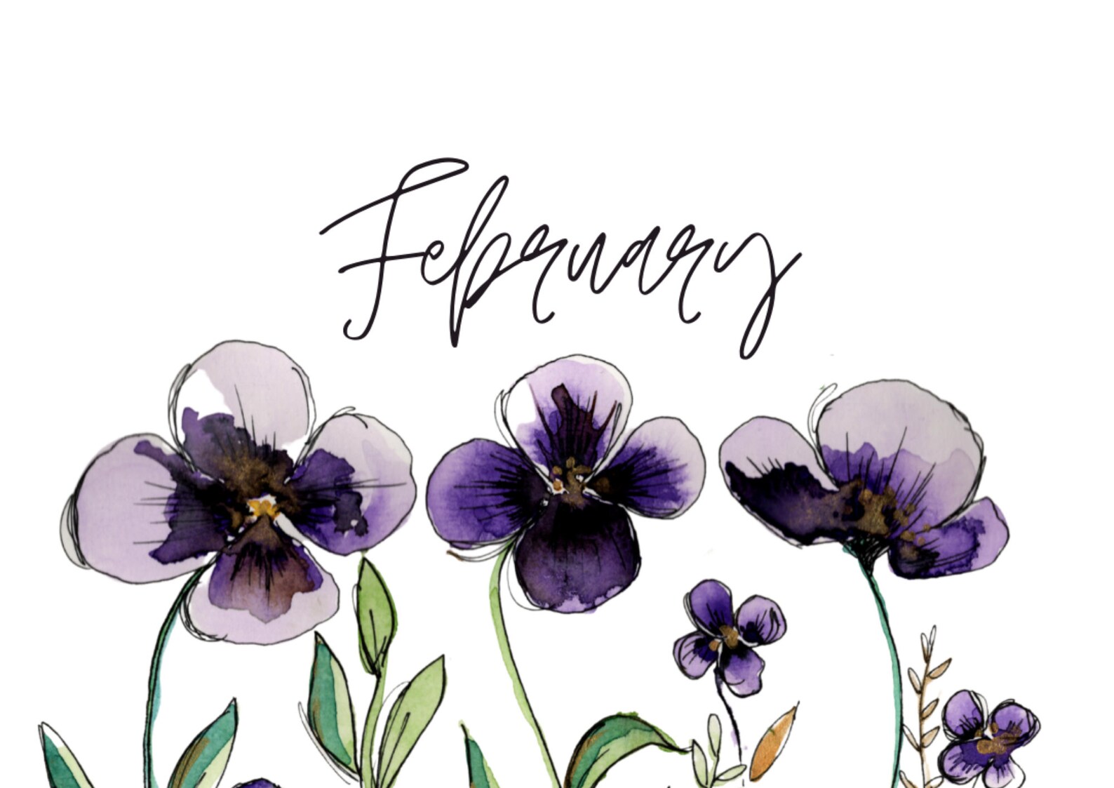 February Birth Month Print A Watercolour Birthday Print Gift ...