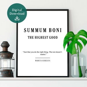Summum Boni Meaning Quote, Stoicism Wall Print, Stoic Digital Download ...