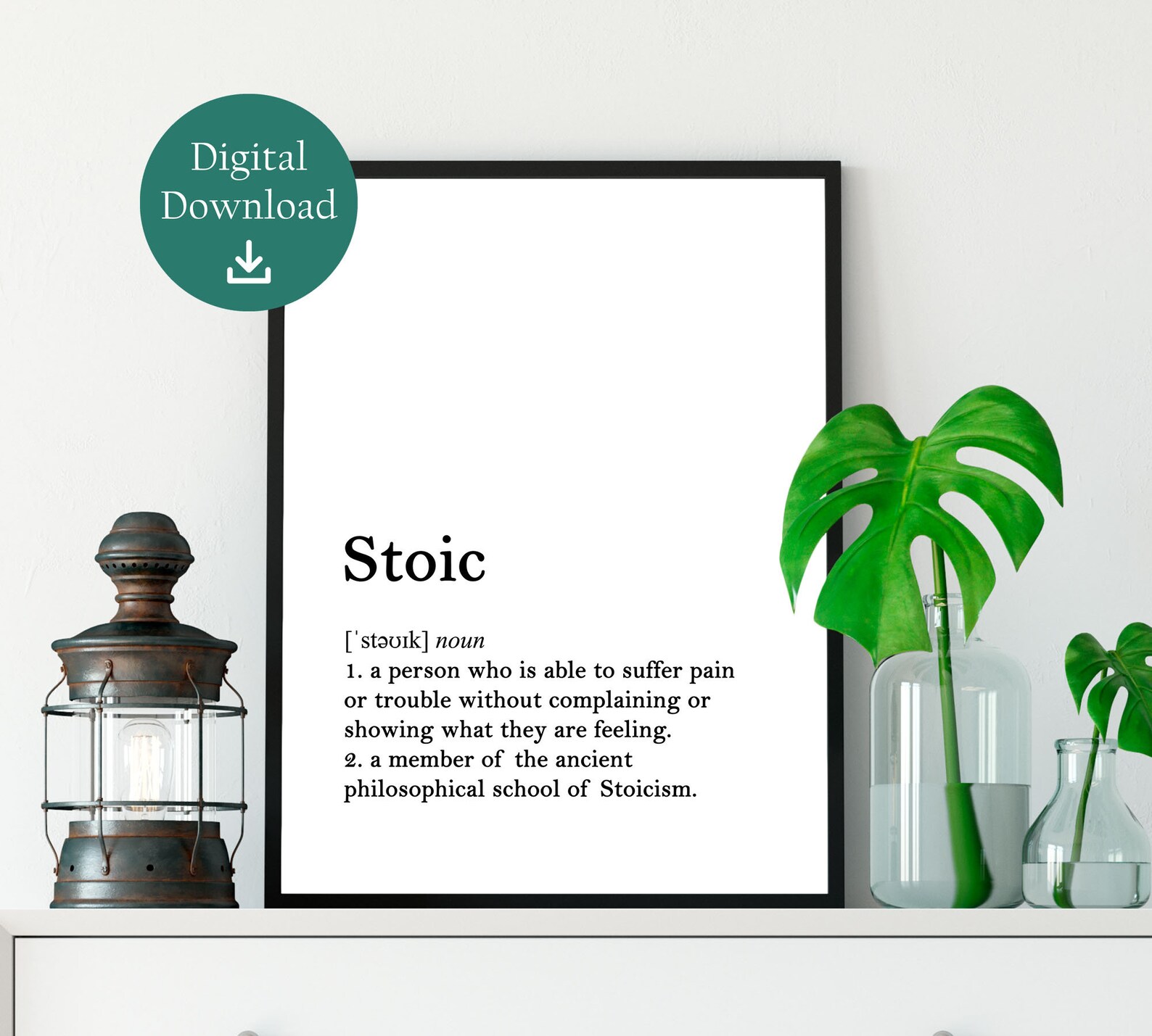 Stoic Definition Quote, Stoicism Wall Print, Stoic Digital Download ...