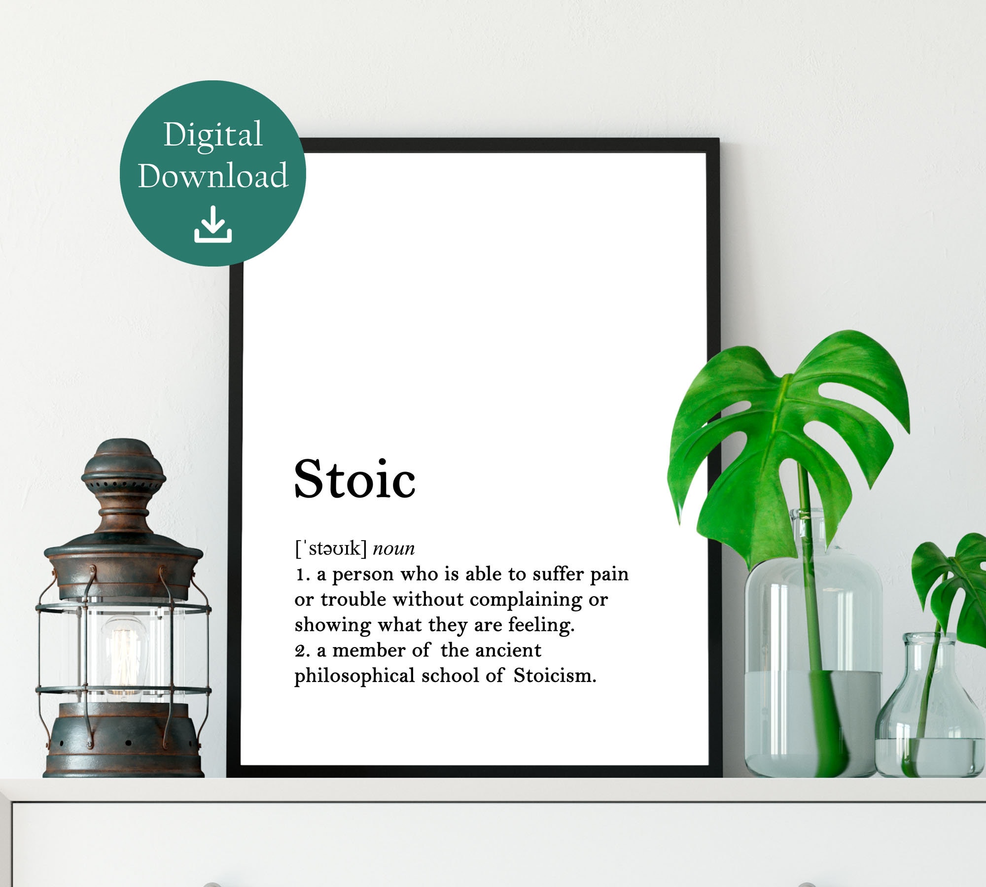 Stoic Definition Quote, Stoicism Wall Print, Stoic Digital Download ...
