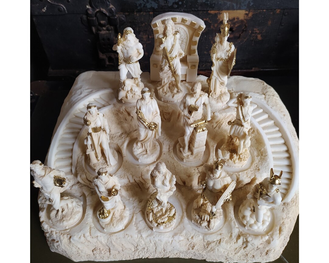 Set of 12 Olympus Gods, Greek Gods, Vintage White Pantheon Base, Art ...