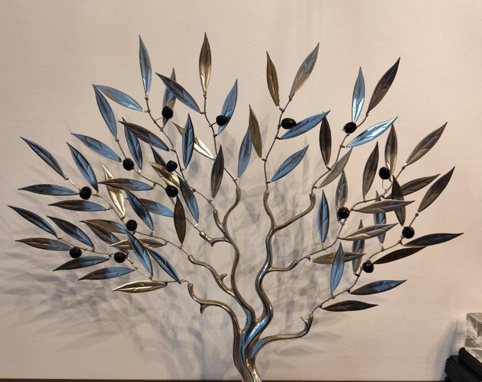 Olive Tree, Greek Handmade Art Gift, Interior Decoration, Silver Color ...