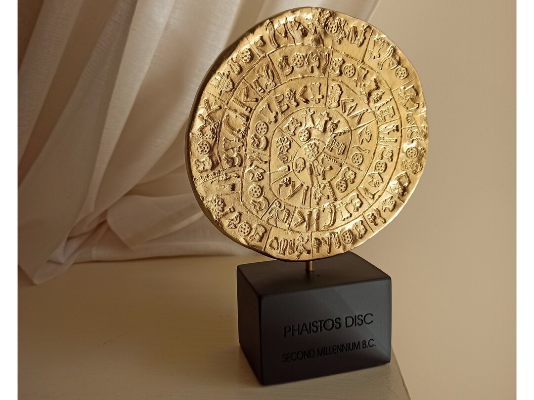 Modern Sculpture Phaistos Disc, Greek Handmade Pop Art Table Sculpture ...