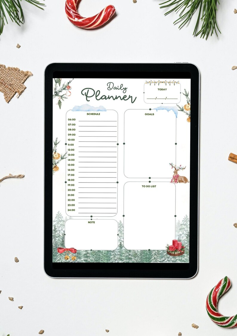 Christas Daily to Do List Printable, Watercolor Christmas Instant ...