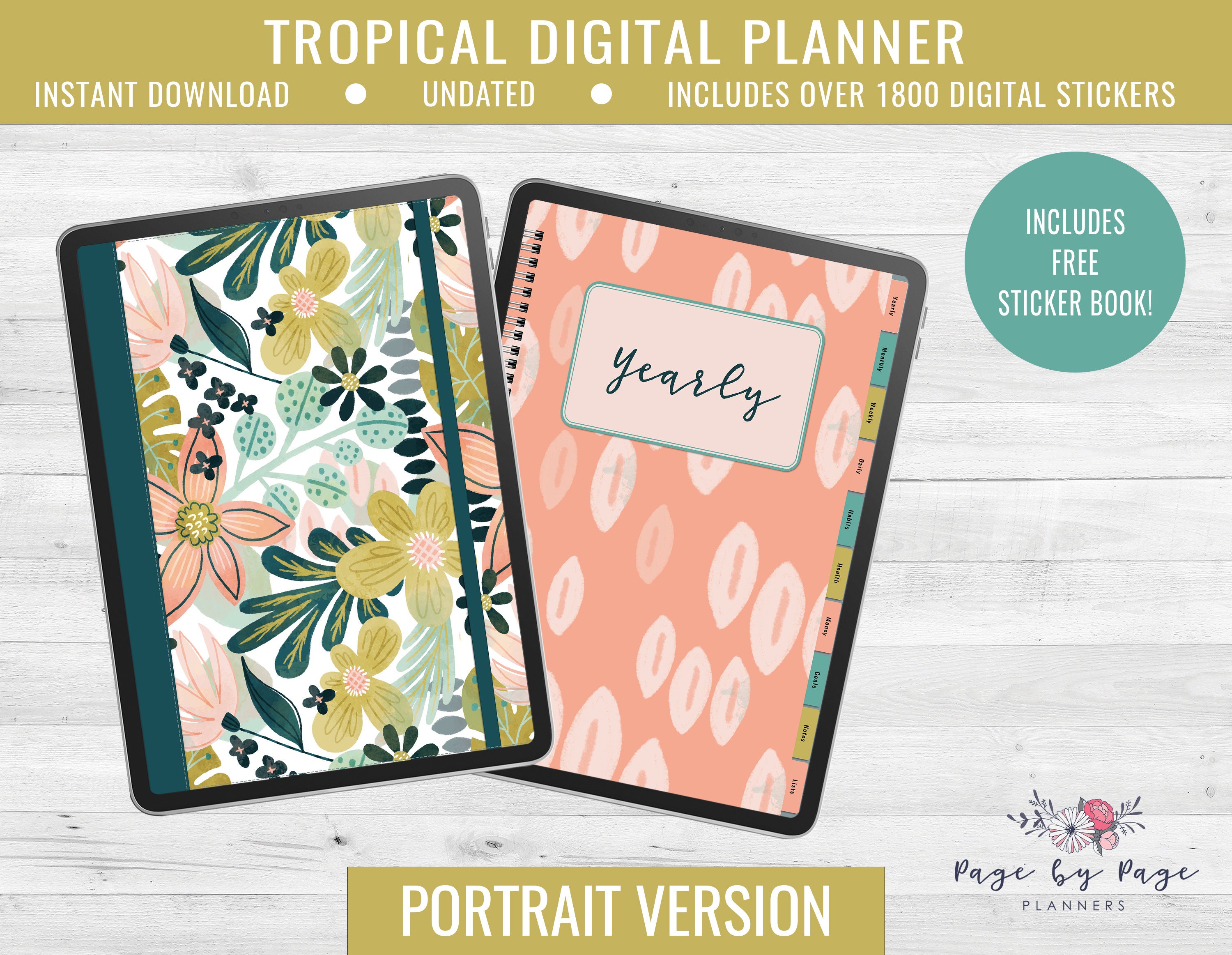 Tropical Boho Digital Planner Undated, Digital Planner iPad With ...