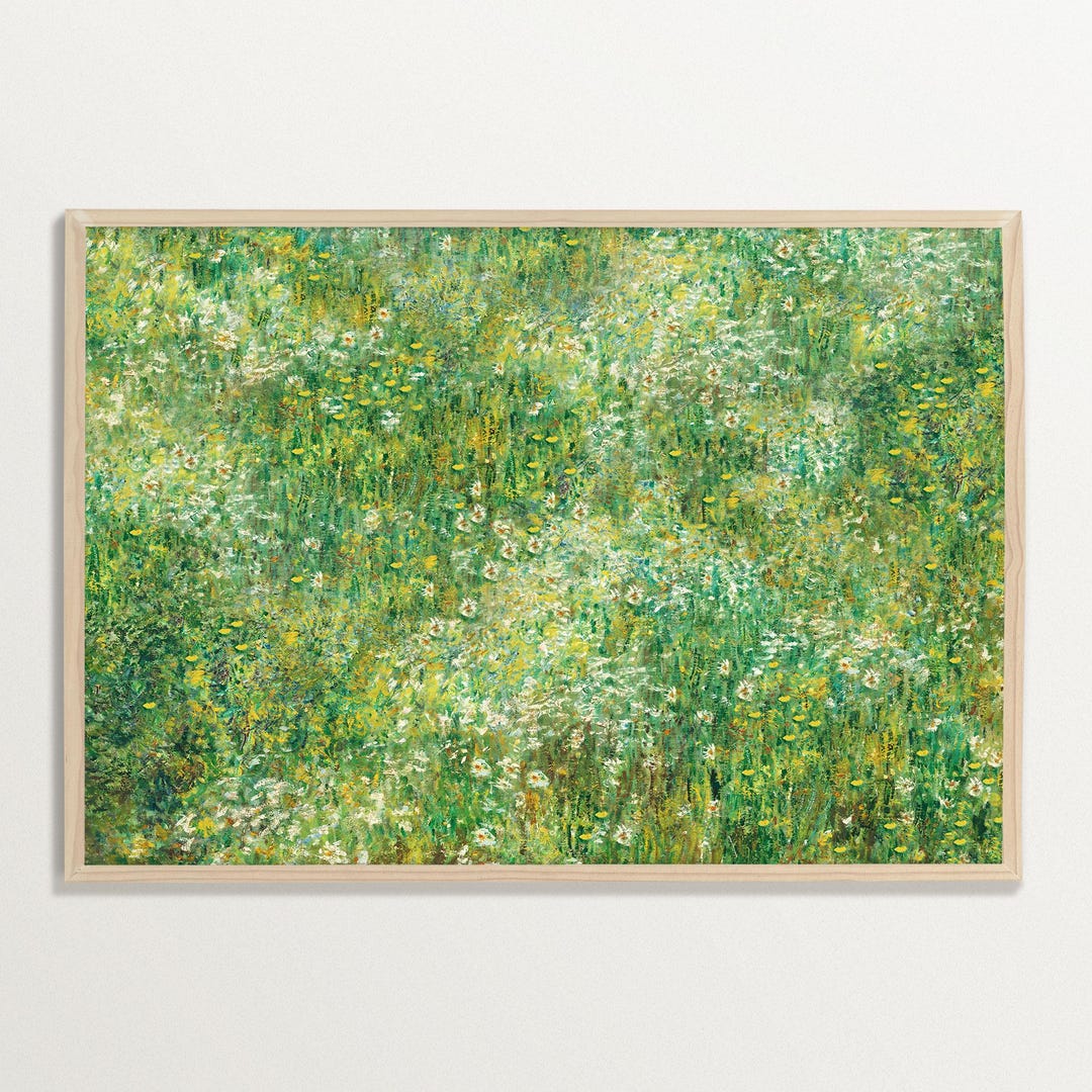 Monet Meadow Wall Art – Impressionist Flower Field Print, Green Nature ...