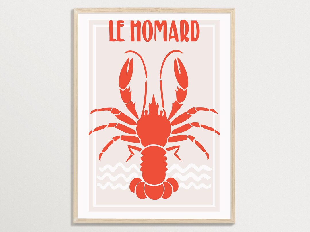 Lobster Print – Le Homard | Lobster Kitchen Print, Crustacean Art ...
