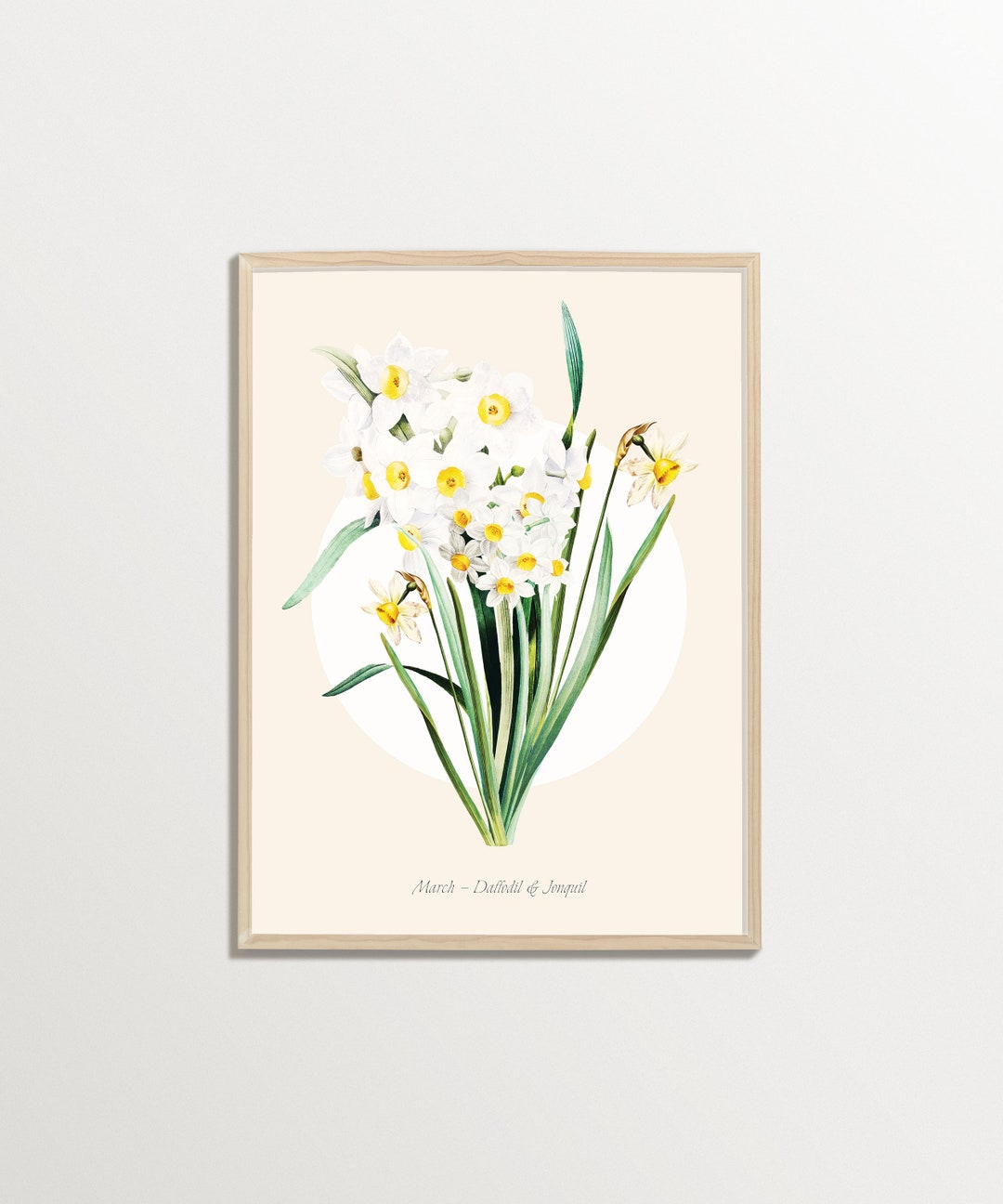 Daffodil Birth Flower Print MARCH Vintage Floral Print, March Birthday ...